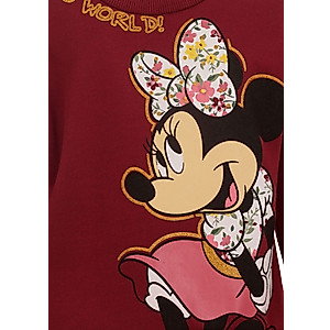 Disney Minnie Mouse Little Girls Pullover Fleece Sweatshirt and Leggings Outfit Set Multicolor 6-6X