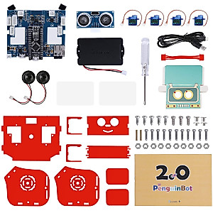 ELEGOO Penguin Bot Biped Robot Kit Compatible with Arduino IDE, STEM Project for Kids, Teens, Adults, Robotics & Engineering Toy, Science & Coding Set for Kids, Gift for Boys Girls (Red)