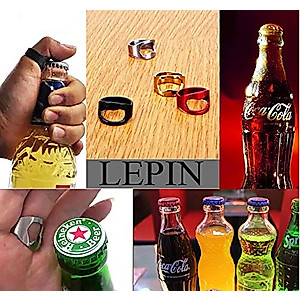 Stainless Steel Beer Ring Bottle Opener Pack of 22mm (Silver+Black+Red+Golden)