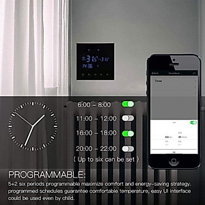 Wengart WiFi Smart Thermostat WG03,AC120V Max16Amp Heat Only 2.4GHz Wi-Fi APP TUYA for Electric Underfloor Heating with 3m Probe Sensor,Compatible with Alexa Echo/Google Home
