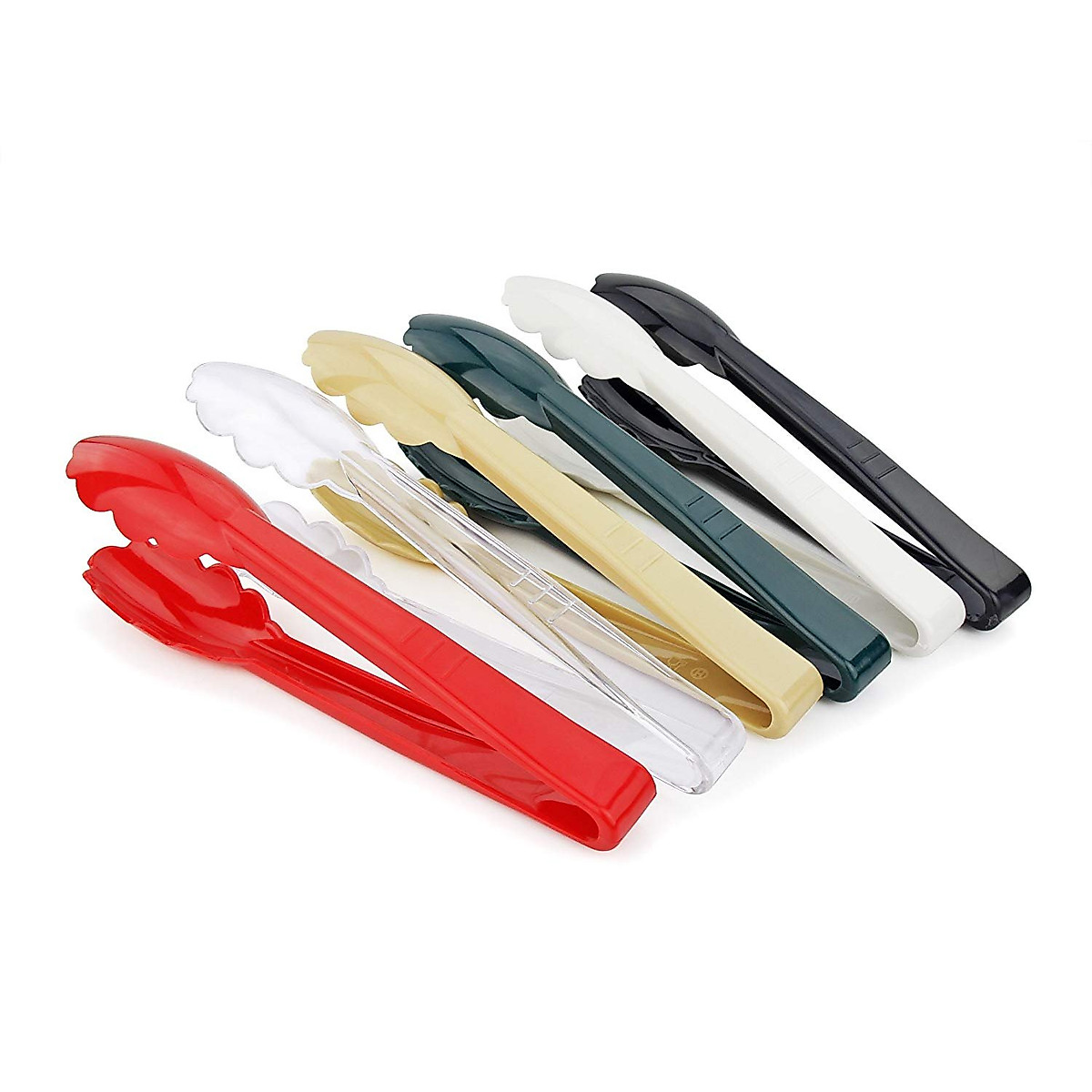 New Star Foodservice 35629 Utility Tong, High Heat Plastic, Scalloped, 9 inch, Set of 12, Beige