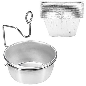 MOASKER Grease Cup with Clip for Char-Broil/Kenmore Replacement Parts, Masterbuilt 30" & 40" Propane Smokers and Other Similar Grills, Grease Bucket Tray and 10-Pack Disposable Foil Liners