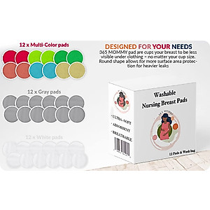 365 Mommy Nursing Pads for Breastfeeding Mothers Organic-Comfortable-Uniquely Crafted Washable Pads Super Absorbent Breastfeeding Pads Leak Proof Organic Bamboo (Gray)