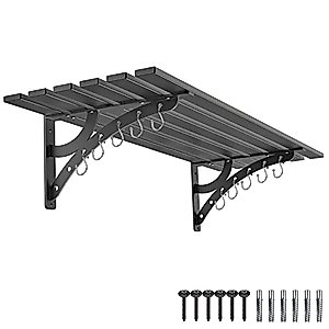 Dolibest 16''x 38'' Heavy Duty Wall Mount Garage Shelves, Sturdy Garage Wall Shelving, Wall Mounted Garage Storage Rack, Metal Floating Wall Shelf, Power Tool Storage, Capacity 550 LB, 1PCS (Black)