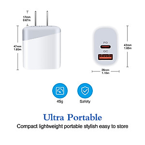 Pixel 8 7 Fast Charger Block, 2-Pack 20W Dual Port USB C Charger Box Type C Wall Charger Plug Power Adapter for Google Pixel 8 Pro 7a 7 Pro 6a 6 Pro 5 4a XL, iPhone 15 14 13 12 Pro Max, Samsung Galaxy
