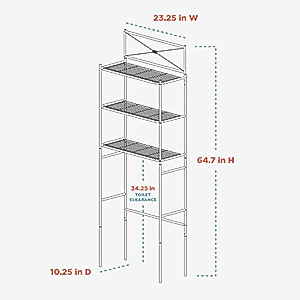 Zenna Home Over the Toilet Storage, Metal Bathroom Spacesaver with 3 Shelves, Cross-Style Storage Cabinet, Easy Assembly, Oil Rubbed Bronze