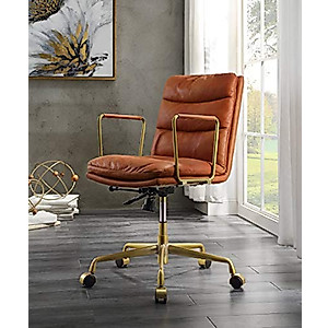 Acme Furniture Dudley Executive Office Chair, Rust Top Grain Leather