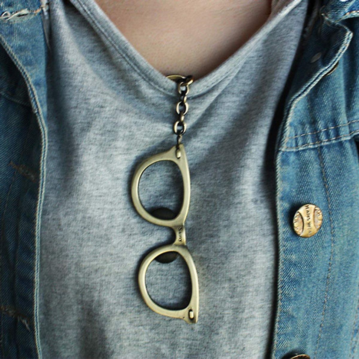 Booluee 2 Pcs Glasses Shaped Metal Bottle Opener with Keychain Keyring Beer Bottle Cap Opener Unique Creative Gift