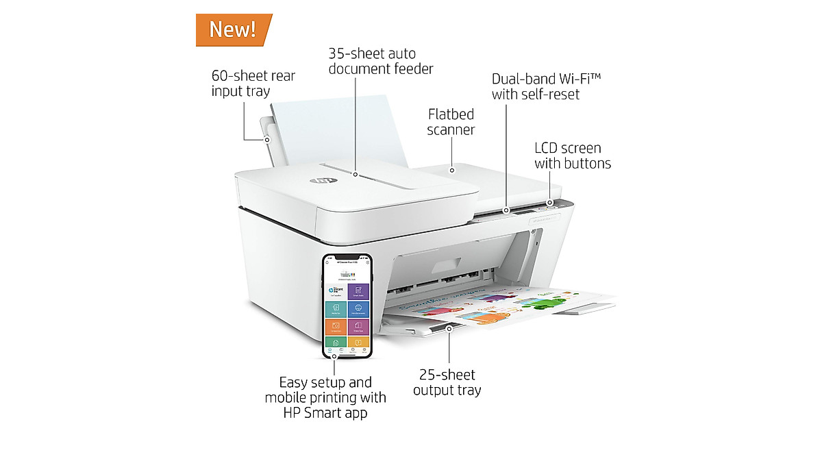 HP DeskJet Plus 4155 Wireless All-in-One Printer | Mobile & Eco-Friendly