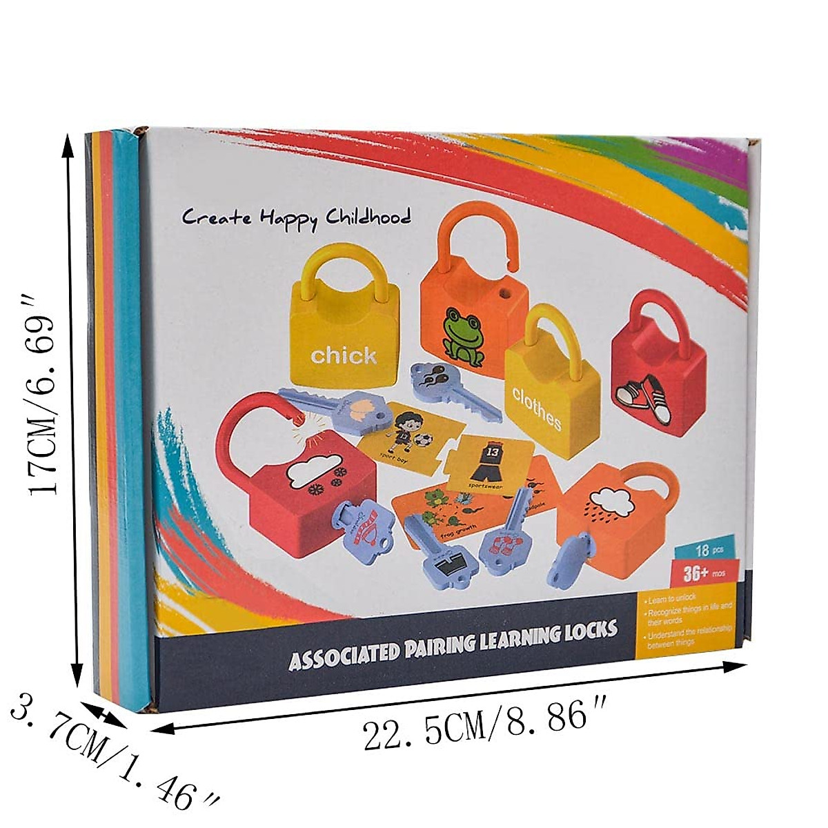 Montessori Lock and Key Set Kids Learning Locks with Keys Montessori Toys Materials for Toddlers Ages 3 yrs+ Boys and Girls Preschool Education Games Gift (ZSRCSH)