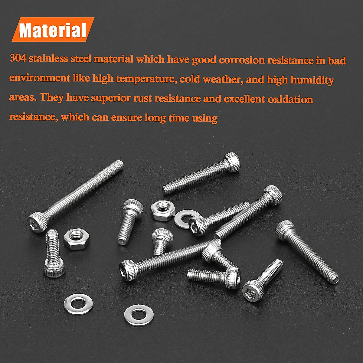 HELIFOUNER 420 Pieces M2.5 x 4mm /6mm /8mm /10mm /12mm /16mm /20mm /25mm, Hex Socket Head Cap Bolts Screws Washers Nuts Kit, 304 Stainless Steel