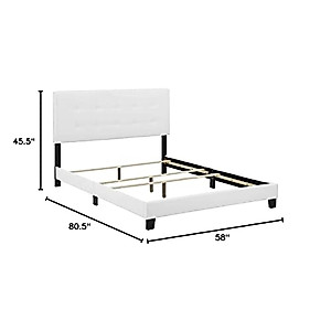 Modway Amira Tufted Fabric Upholstered Full Bed Frame With Headboard In White