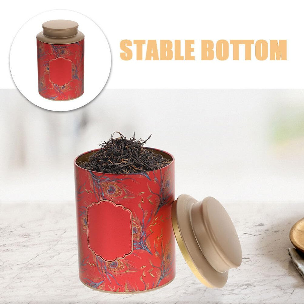 ABOOFAN 2pcs Tea Storage Tin Tea Canister Tinplate Tea Storage Holder Airtight Tea Tin Coffee Bean Canister