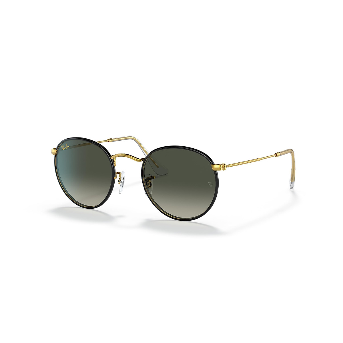 Ray-Ban RB3447JM Round Full Color Sunglasses, Black On Legend Gold/Grey Gradient, 50 mm