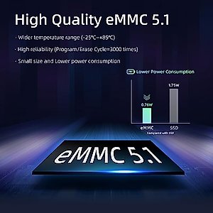 MeLE Fanless Mini PC Stick PCG02 Celeron J4125 8G LPDDR4 128G eMMC Small Desktop Computer Support 4K HDMI,2.4G/5.0G Dual Band WiFi,BT 4.2,Gigabit Ethernet and USB 3.0 for Iot Office