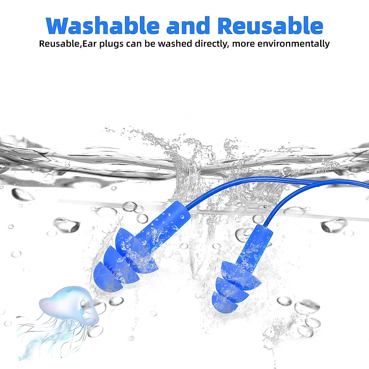 100 Pairs Ear Plugs, Corded Earplugs, Reusable, Individual Package, Soft & Comfortable, Ear Plugs for Noise Cancelling 27dB NRR, Snoring, Shooting, Working, Loud Noise