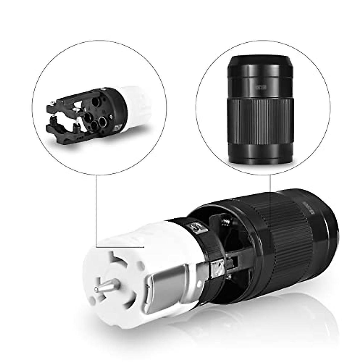 COCOKER 50 Amp Generator Femal Plug, 50 Amp Generator Connector for RV Travel, 25 Volt//250 Volt,CS636 (Black)