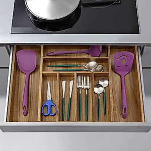 Utoplike Bamboo Expandable Kitchen Drawer Organizer and Acacia Expandable Cutlery Drawer Organizer