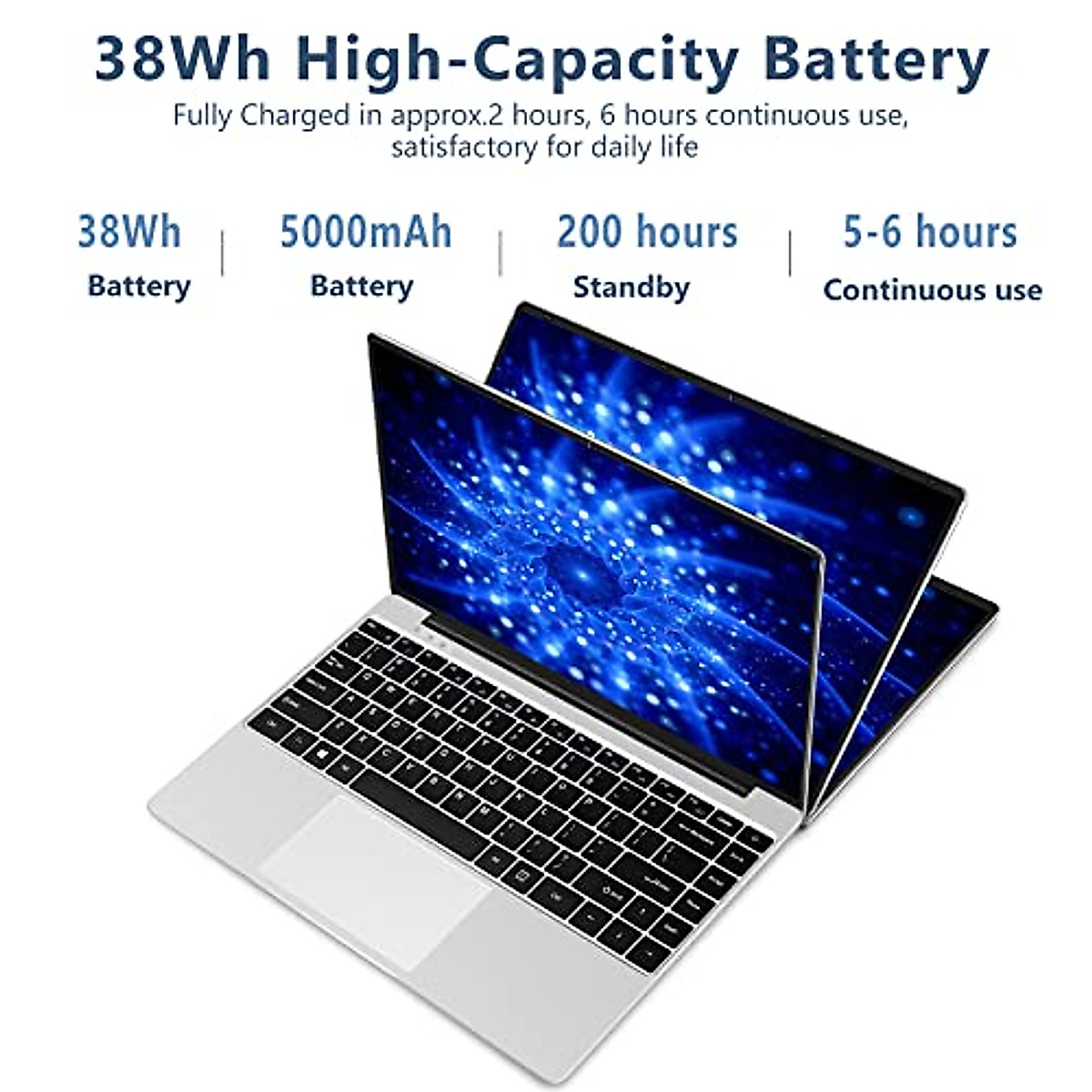Ruzava/Aocwei Laptop Windows 10 14" 6GB DDR4 64GB Storage Intel N4020 (Up to 2.8Ghz)2-Core 1920x1080 FHD Dual WIFI BT 4.2 Mini HDMI Support 512GB TF 1TB SSD Expand for Work Study Entertainment-Silver