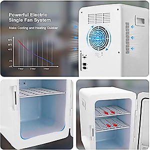 Nictemaw Mini Fridge, 20L Mini Refrigerator Large Capacity Compact Cooler and Warmer with Temperature Control, Single Door Mini Fridge Freezer for Cars, Road Trips, Homes, Offices & Dorms