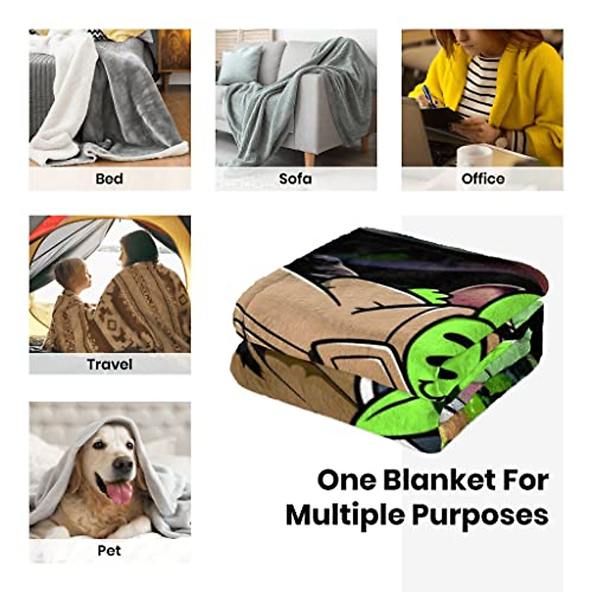 Blanket Fleece Throw Decorative Soft Warm Lightweight for Sofa Couch Bed Travel Home Office All Seasons 60"x50"