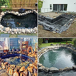 MAPORCH Upgraded 16.5 x 26.5FT Reinforced Polyethylene Fish Pond Liner with 24 Mils Thickness, Black Pond Skins Liner for Fish Koi Pond, Garden Pool and Irrigation Pond