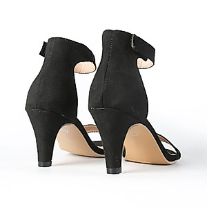 KHIIen Women’s High Stiletto Open Toe Ankle Strap Heels Dress Pump Heel Sandals Fashion Bridal Party Wedding Pump Shoes, black, 38 M EU