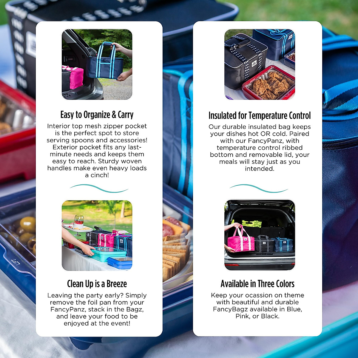 Fancy Panz Insulated Carrier, Casserole Carrier Bag for Hot or Cold Food, Casserole Tray Insulated Bag, Holds 2, Black