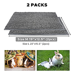 Jevnd 2Pcs Short Chenille Guinea Pig Cage Liner, Washable Rabbit Fleece Sleeping Bed Mat, Reusable Bunny Training Pad/Pee Pad/Blanket for Cat/Chinchilla/Hedgehog and Small Animals (19“x12.5” (2pcs))