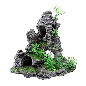 Saim Aquarium Ornament Mountain View Stone Ornament Rockery Landscape Fish Tank Decoration - Large Sizes