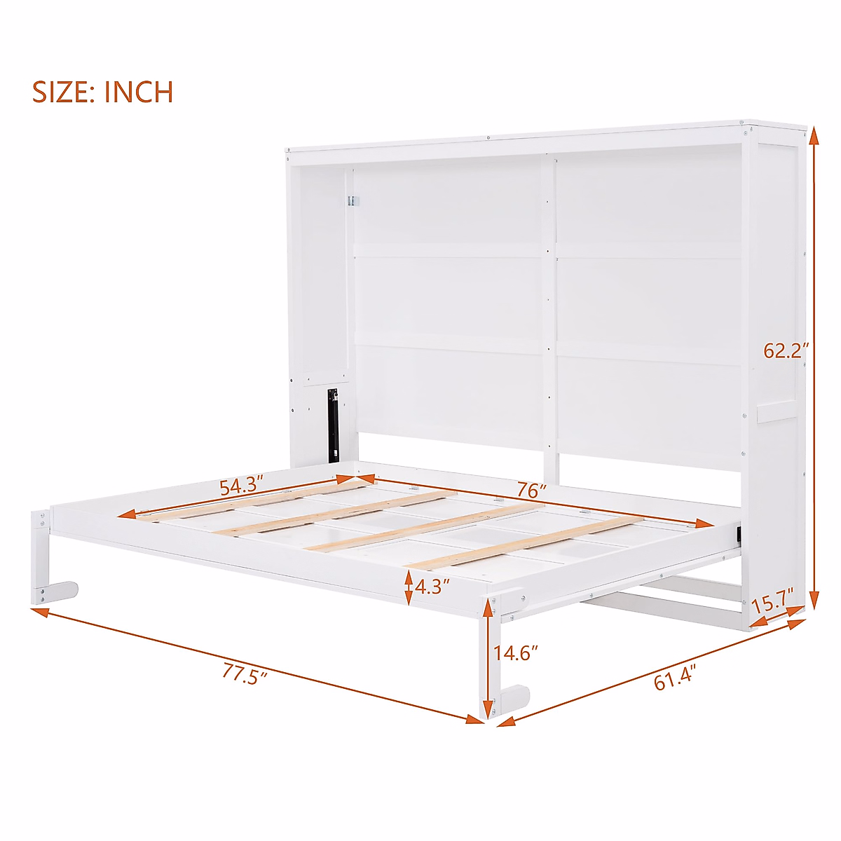 Merax Modern Farmhouse Solid Wood Murphy Bed Chest/Space Saving/Wood Slat Support/Full,White