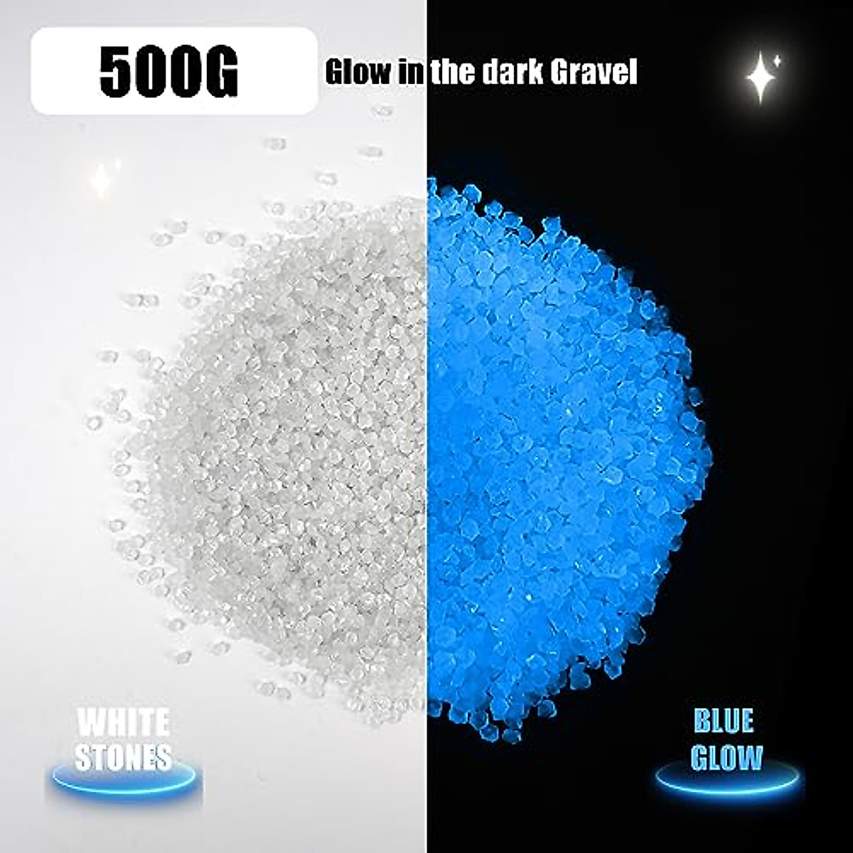 Oubest Glow in The Dark Rocks Outdoor Decorations 17.6oz Glowing Gravel Small Pebbles Decor for Garden Fish Tank Aquarium Planter Walkway - White