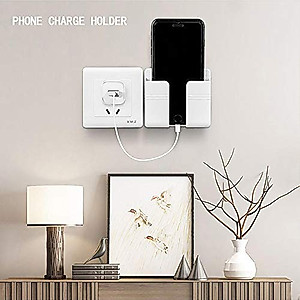 4PC Wall Mount Cell Phone Charging Holder, Black Adhesive Mobile Phone Wall Stand for Charger, Phone Holders for Shower Bed Wall