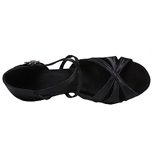 Women's Latin Dance Shoes Female's Ballroom Salsa Dance Shoes with 2.5" Heel(A-Style Black Size 8.5)