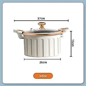Non-stick Enamel Micro Pressure Cooker, 8L Large Capacity Non-stick Pan Pressure Cooker, Push-Pull Lock Pressure Cooker Soup Stew Pot Enamel Soup Pot, Multifunctional Time Saving Stockpot (8L_White)