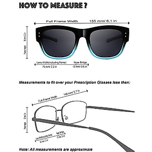 The Fresh High Definition Polarized Wrap Around Shield Oversized Sunglasses for for Large Prescription Glasses - Gift Box Package (F613-Crystal Black/Blue for Large Glasses, Grey)