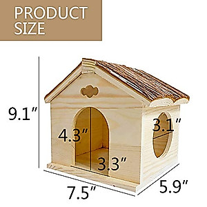Hamiledyi Hamster Wooden House, Natural Handcrafted Small Animal Hideout Hut Chew Cage Toy for Guinea Pig Chinchilla Rat Mouse Gerbil Hedgehog