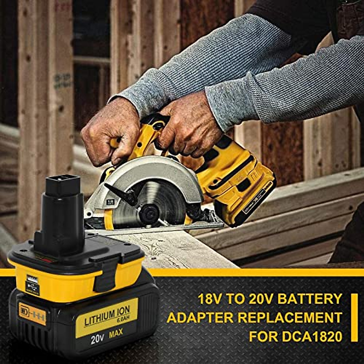 HSYFUNA Replacement for Dewalt 18V to 20V Battery Adapter,DCA1820 for Dewalt 20V Battery Adapter for DCB205 DCB207,fit for 18v NiCad & NiMh Tool Battery for DC9096 DW9096 DC9098 DC9099 DW9099