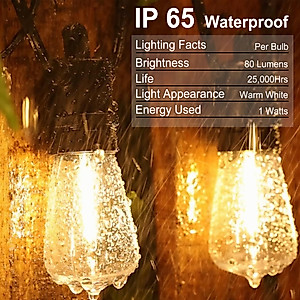 LONIUTO Outdoor Solar String Lights, 50 FT Solar Powered LED String Outdoor Lights Waterproof & Shatterproof, Patio Solar Hanging Lights with 15 Bulbs, Decorative Lights for Outdoor Backyard