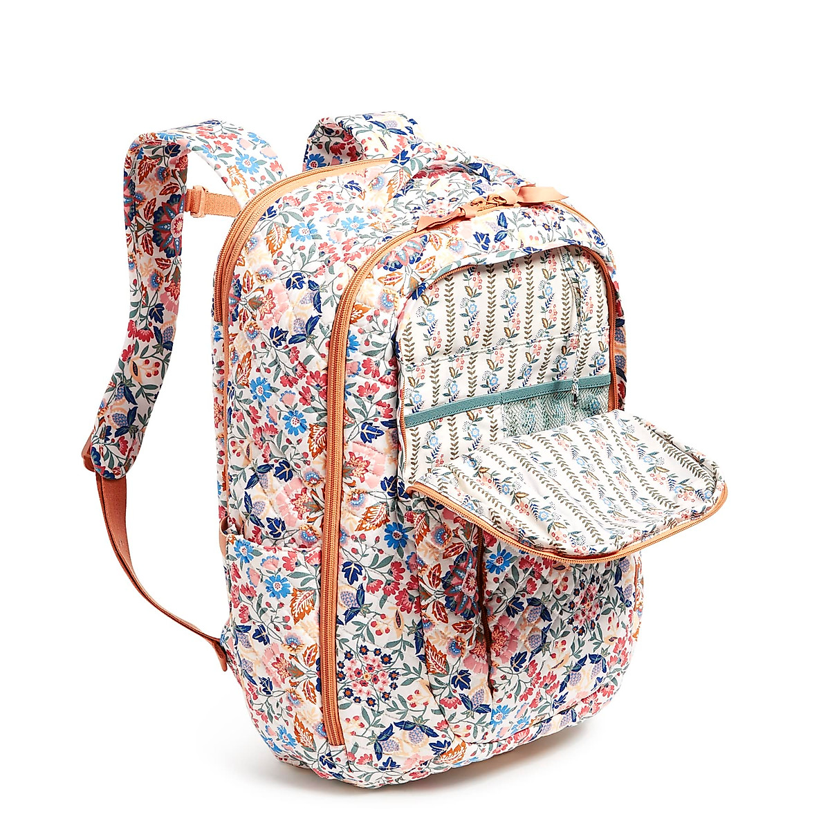 Vera Bradley Women's Cotton Large Travel Backpack Travel Bag, Enchanted Mandala - Recycled Cotton, One Size