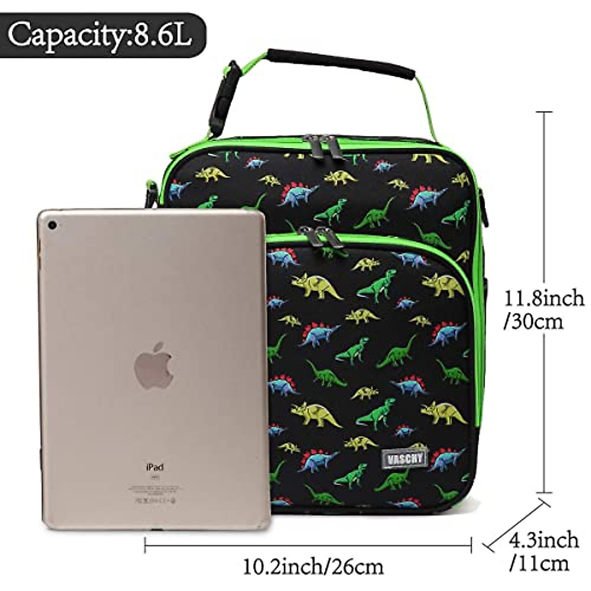 VASCHY Cute Preschool Backpack and Insulated Lunch Bag Dinosaurs Bundle