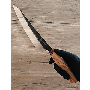 TIGERBEETLE SKD11 Triple Clamp Steel 8.5 inch Chef Knife SKD11 Japanese Steel Chef Knife for Home Kitchen and Dining Room (Huanghua Pear Wood+Olive Wood)