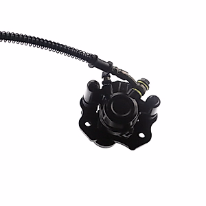 PRO BAT Rear Hydraulic Brake Assembly Caliper Master Cylinder Kit + Disc Brake Rotor + Brake Pad for Go Kart Golf Cart ATV Buggy Coolster Taotao 50cc 150cc 200cc 250cc (Black)