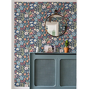 Orainege Floral Wallpaper Peel and Stick Wallpaper Boho Flower Contact Paper 15.7inx118.1in Self Adhesive Wallpaper for Bedroom Bathroom Cabinets Decor Vinyl Roll Removable