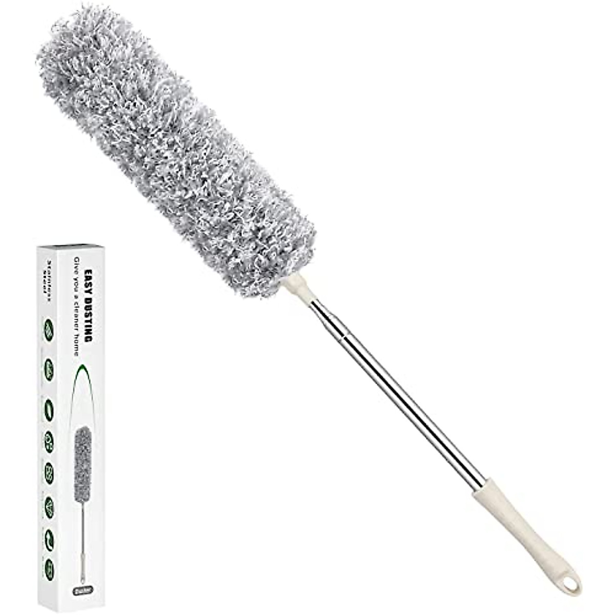 Acalu Feather Dusters for Cleaning Tool,100" Duster with Extension Pole Extendable Bendable Cobweb Telescoping Long Dusters for High Ceiling Fan, Furniture,Blinds, Vents, Cars