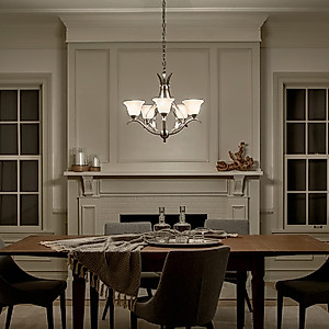 Kichler Dover 23" 5 Light Chandelier with Etched Seeded Glass in Brushed Nickel