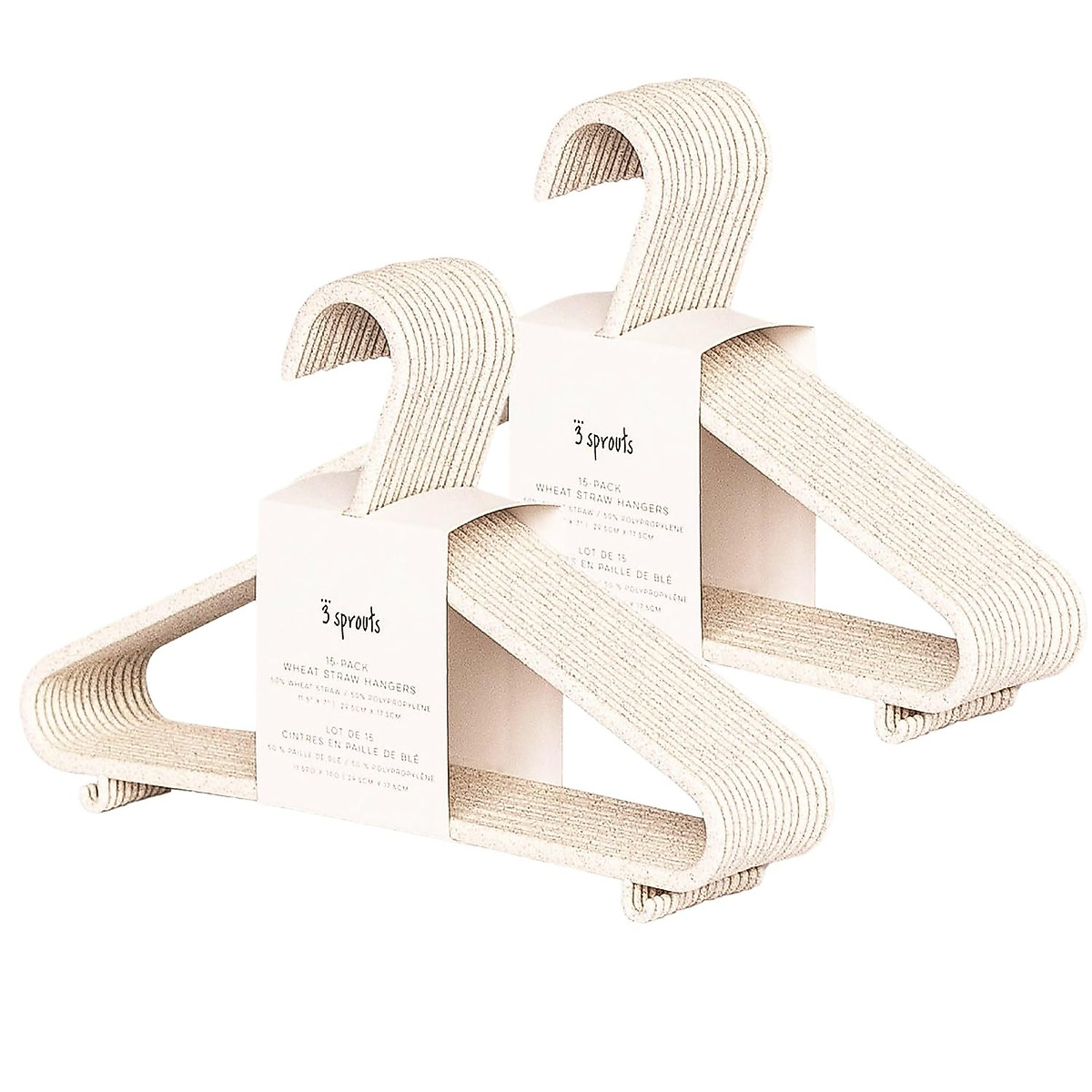 3 Sprouts Wheat Straw Plastic Hangers - 30-Pack Eco-Conscious Toddler Hangers for Child & Baby Clothes, Coats - Kid Closet Hangers Ideal for Small Girls, Boys, Children & Kids - Speckled Cream