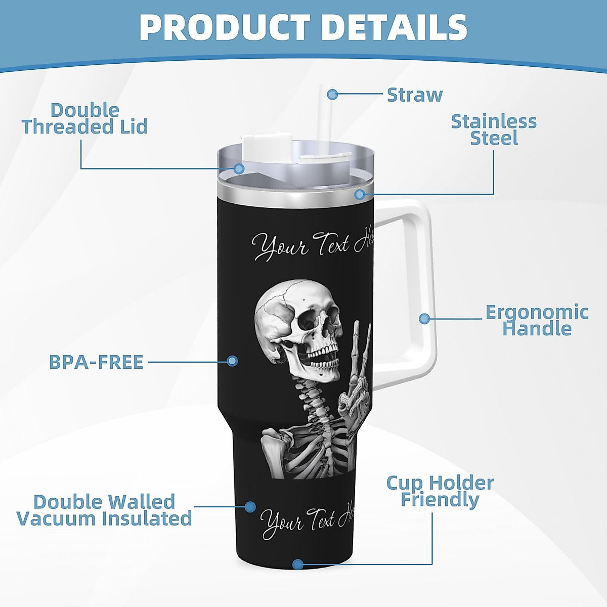 Mount Hour Custom Personalized Photos Stainless Steel Ice Bully Cup with Handle Lid Straw 40 OZ, Design Logo Text Name Travel Coffee Cup, Funny Presents for Birthday