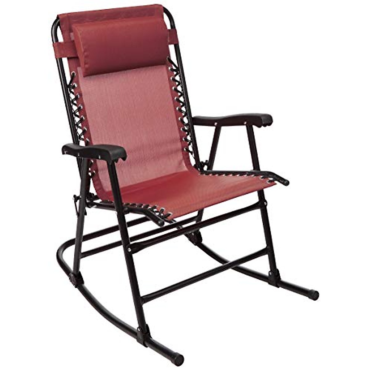 Amazon Basics Outdoor Textilene Zero Gravity Folding Lounge Rocker with Pillow, Red