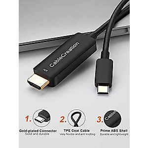 CableCreation USB C to HDMI Cable 4K@60Hz HDR, 6FT USB C to HDMI Cord, Compatible with MacBook Pro 2020, iPad Pro 2020, Surface Book 2, S20, S10 to TV, Projector, Monitor, Black